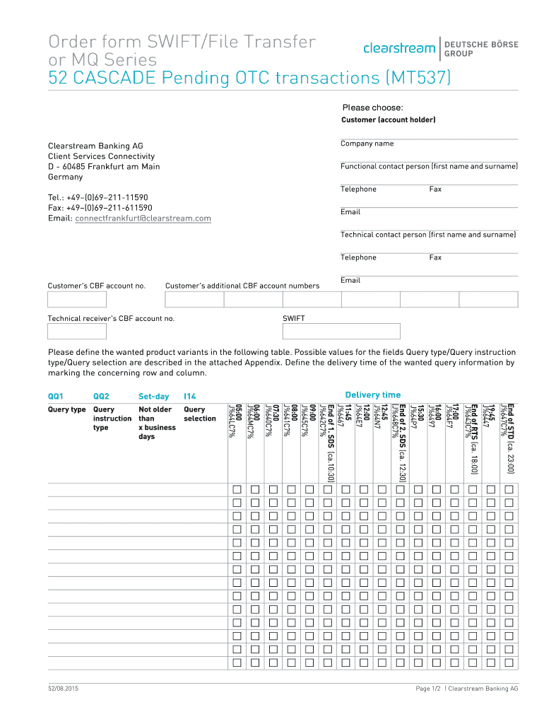 Fillable Online Order form SWIFTFile Transfer Fax Email Print - pdfFiller