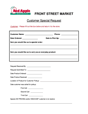 Fillable Online Customer Special Request Fax Email Print - pdfFiller