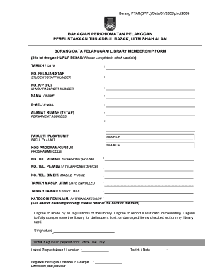 Fillable Online Patron Update Form - UiTM Library Fax Email Print ...