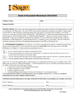 Fillable Online sage Head of Household Worksheet 2015-2016 - The Sage ...