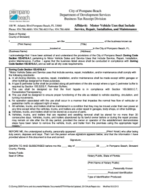 Fillable Online Auto Repair Affidavit - Pompano Beach Fax Email Print ...