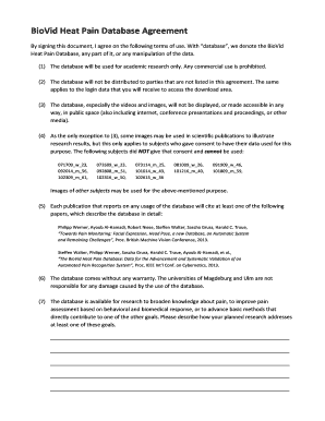 Fillable Online BioVid Heat Pain Database Agreement Fax Email Print ...