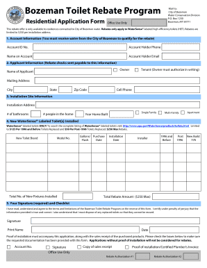 Fillable Online Bozeman Toilet Rebate Program Residential Application Form Fax Email Print ...
