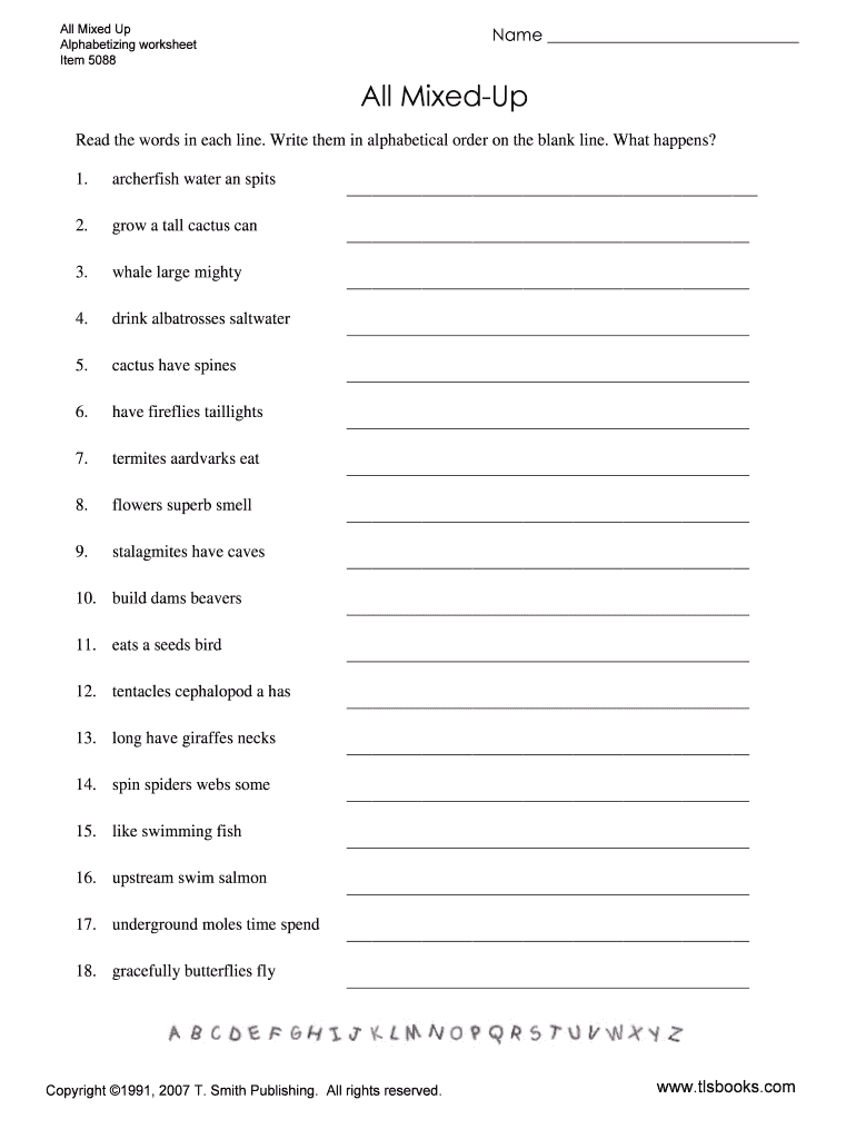 Fillable Online Alphabetizing worksheet Fax Email Print - pdfFiller