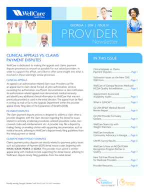 Fillable Online Georgia Provider Newsletter 2015 Issue 4 - WellCare Fax ...