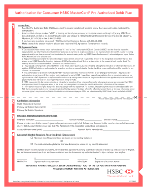 Fillable Online hsbc Authorization for Consumer HSBC MasterCard Pre ...