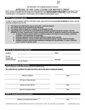 Fillable Online Download the Approval of 400-Level Courses for Master ...
