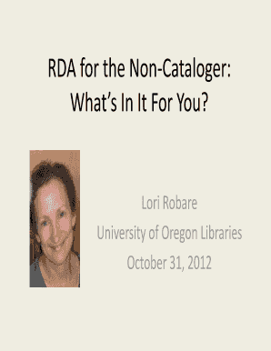 Fillable Online RDA for the Non-Cataloger: Fax Email Print - pdfFiller