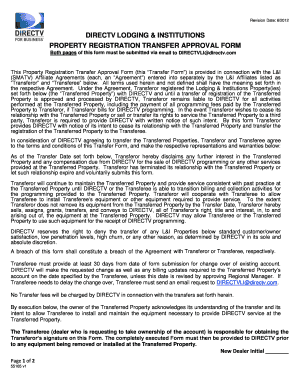 Fillable Online Directv lodging & institutions property registration ...
