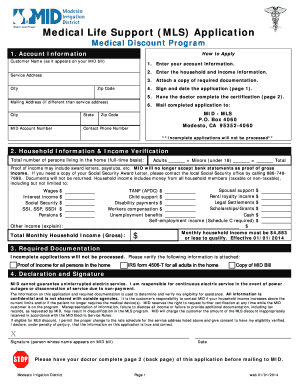 Fillable Online mid Medical Life Support MLS Application - Modesto ...