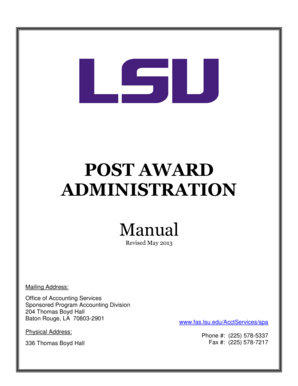 Fillable Online fas lsu To Print a Copy of the Post Award Manual ...