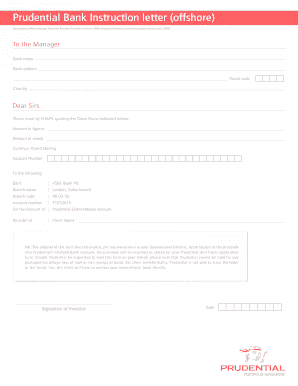 Fillable Online Prudential Bank Instruction letter offshore Fax Email ...