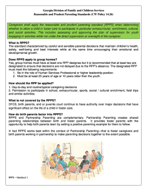 Fillable Online Reasonable and Prudent Parenting Standards (CW Policy ...