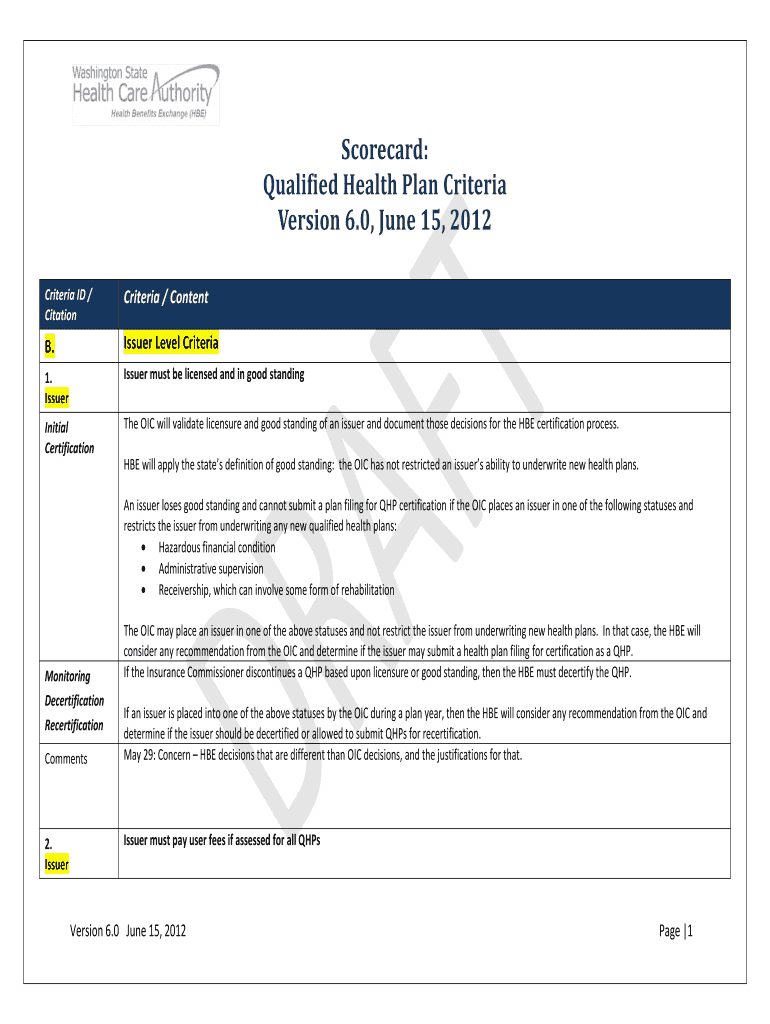 Fillable Online QHP Score Card - KidsWell Fax Email Print - pdfFiller