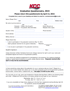 Fillable Online kcc Graduationquestionnaire - Kankakee Community ...