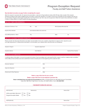 Fillable Online hr osu Faculty and Staff Tuition Assistance. The Ohio ...