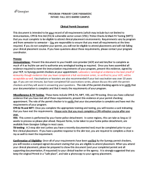 Fillable Online Clinical preparedness permit Primary Care - Georgian College Fax Email Print ...