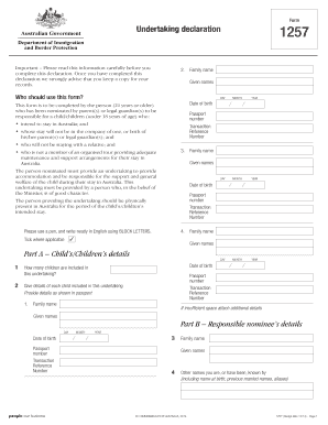 Fillable Online Form Undertaking declaration Important Please read this ...
