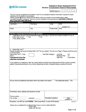 Fillable Online wcb ns Substance Abuse Assessment Form Workers ...