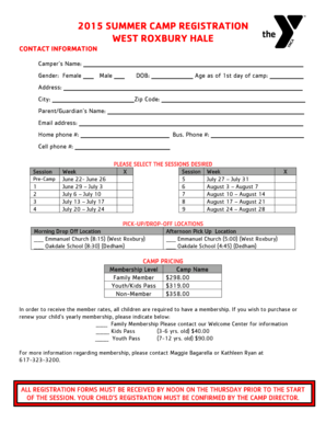 Fillable Online ymcaboston Hale Reservation Registration Form - YMCA of ...