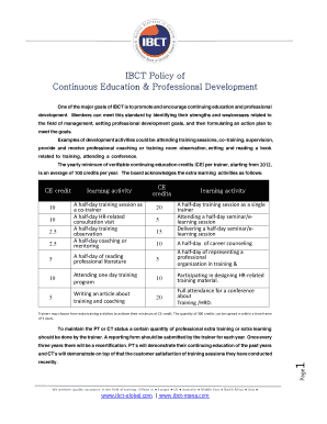 Fillable Online IBCT Polict for CE and PD IBCT Polict for CE and PD Fax ...