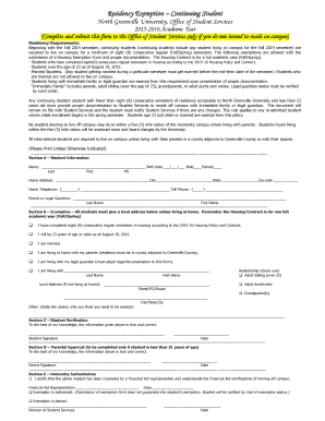 Fillable Online ngu 2015-2016 Continuing Student Residency Exemption ...