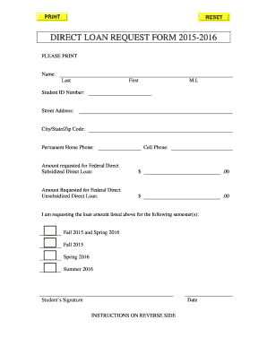 Fillable Online financialaid ivc Federal Direct Loan Request Form ...