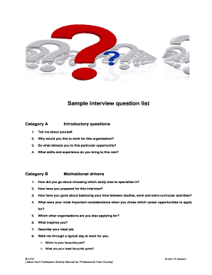 Fillable Online Sample interview question list Fax Email Print - pdfFiller