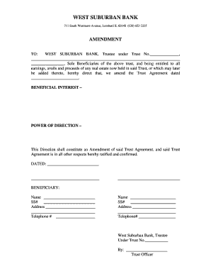 Fillable Online Amendment and Assignment Forms - West Suburban Bank Fax ...