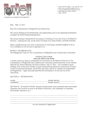 Fillable Online B2015b Nomination Form Fax Email Print - pdfFiller