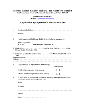 Fillable Online courtsni gov Nearest Relative Application Form PDF ...