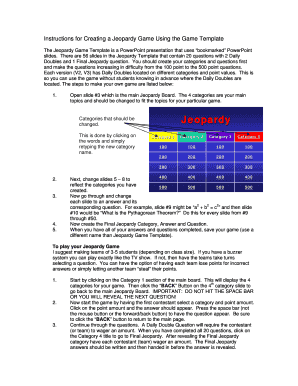 Fillable Online Instructions for Creating a Jeopardy Game Using the ...