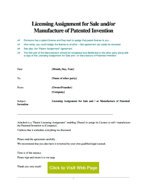 Fillable Online Patent License Assignment. This is a sample business ...