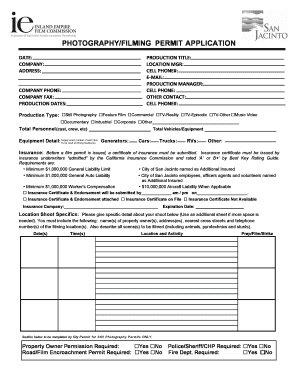 Fillable Online City of San Jacinto Film Permit Information - Inland ...