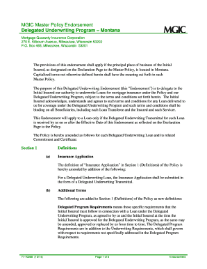 Fillable Online MGIC Master Policy Endorsement Fax Email Print - pdfFiller