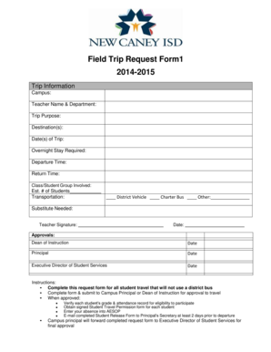 Fillable Online 2014-2015 Field Trip Request Form Fax Email Print ...