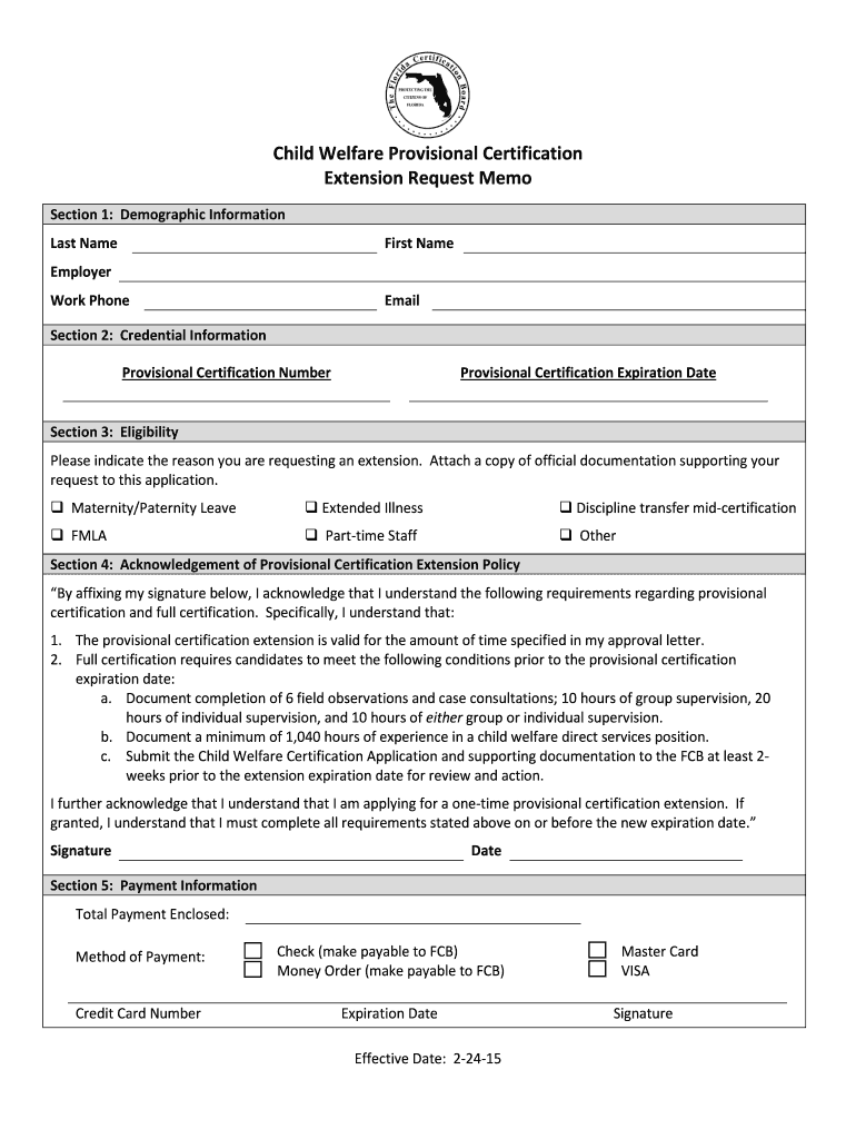 Fillable Online flcertificationboard CWP Extension Policy and ...