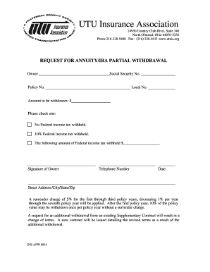 Fillable Online utuia Partial Withdrawal Form Fax Email Print - pdfFiller