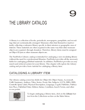 Fillable Online THE LIBRARY CATALOG Fax Email Print - pdfFiller