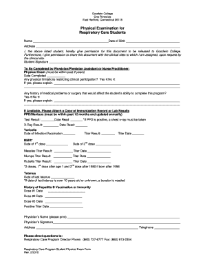 Fillable Online goodwin Physical Exam Form - Goodwin College - goodwin Fax Email Print - pdfFiller