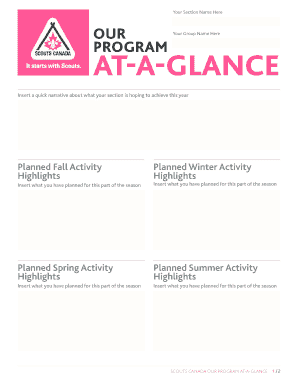 Fillable Online Year-At-A-Glance Program Plan Template - Scouts Canada ...