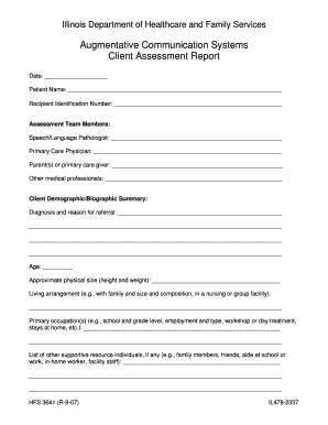 Fillable Online Augmentative Communication Systems Client Assessment ...
