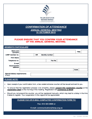 Fillable Online PLEASE ENSURE THAT YOU CONFIRM YOUR ATTENDANCE Fax ...