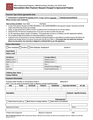 Fillable Online osp osu Payment Request Charged to Sponsored Projects ...