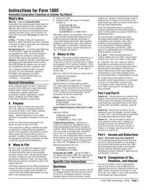 Fillable Online 2010 Instructions for Form 100X -- Amended Corporation ...
