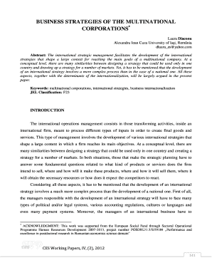 Fillable Online BUSINESS STRATEGIES OF THE MULTINATIONAL Fax Email Print - pdfFiller