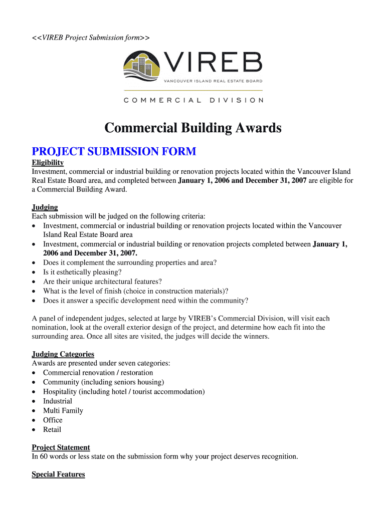 Fillable Online Commercial Building Awards submission form Fax Email ...