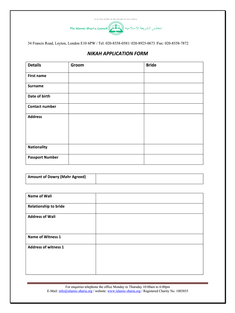 Nikkah Papers Fill Online Printable Fillable Blank PdfFiller