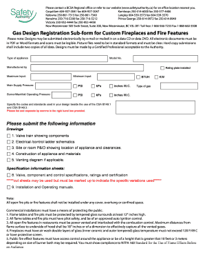 Fillable Online Gas Design Registration Sub-form for Custom Fireplaces ...