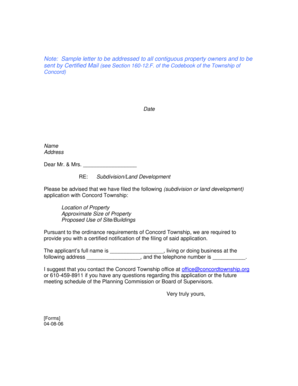 Fillable Online Sample letter to be addressed to all contiguous ...